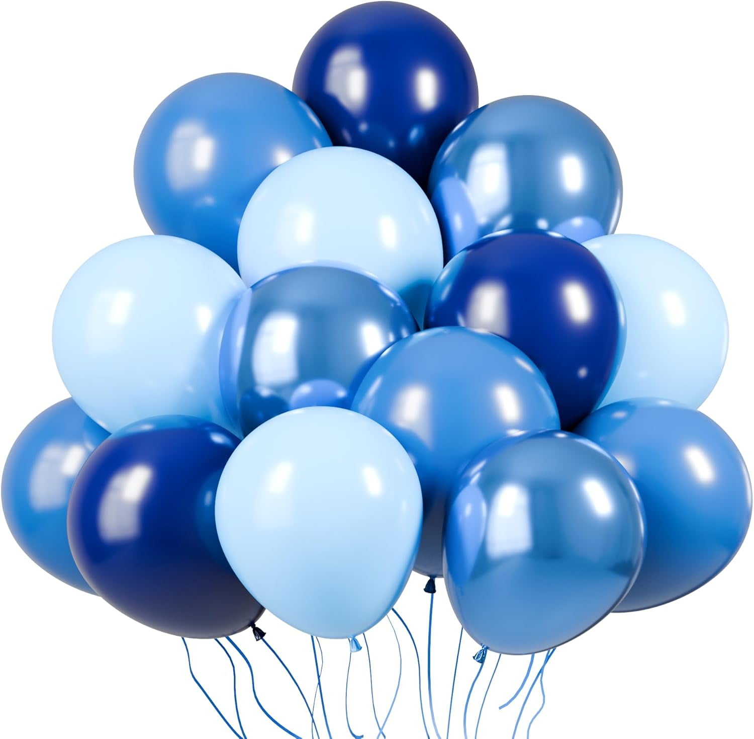 Blue Latex Balloon Set - 60 Pack 12 Inches Metallic Chrome, Light ...