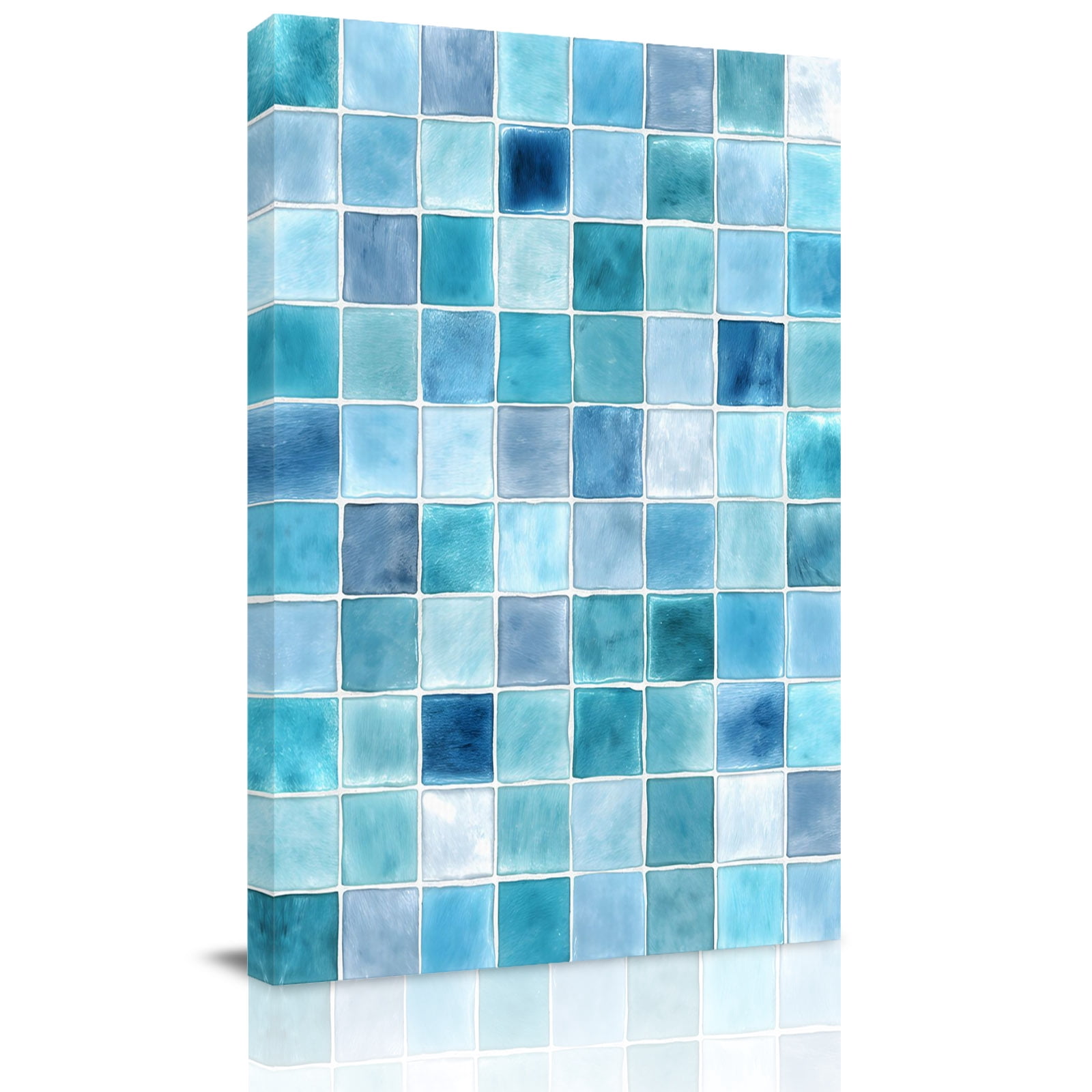 Blue Lattice Canvas Wall Art for Living Room, Summer Watercolor Square ...