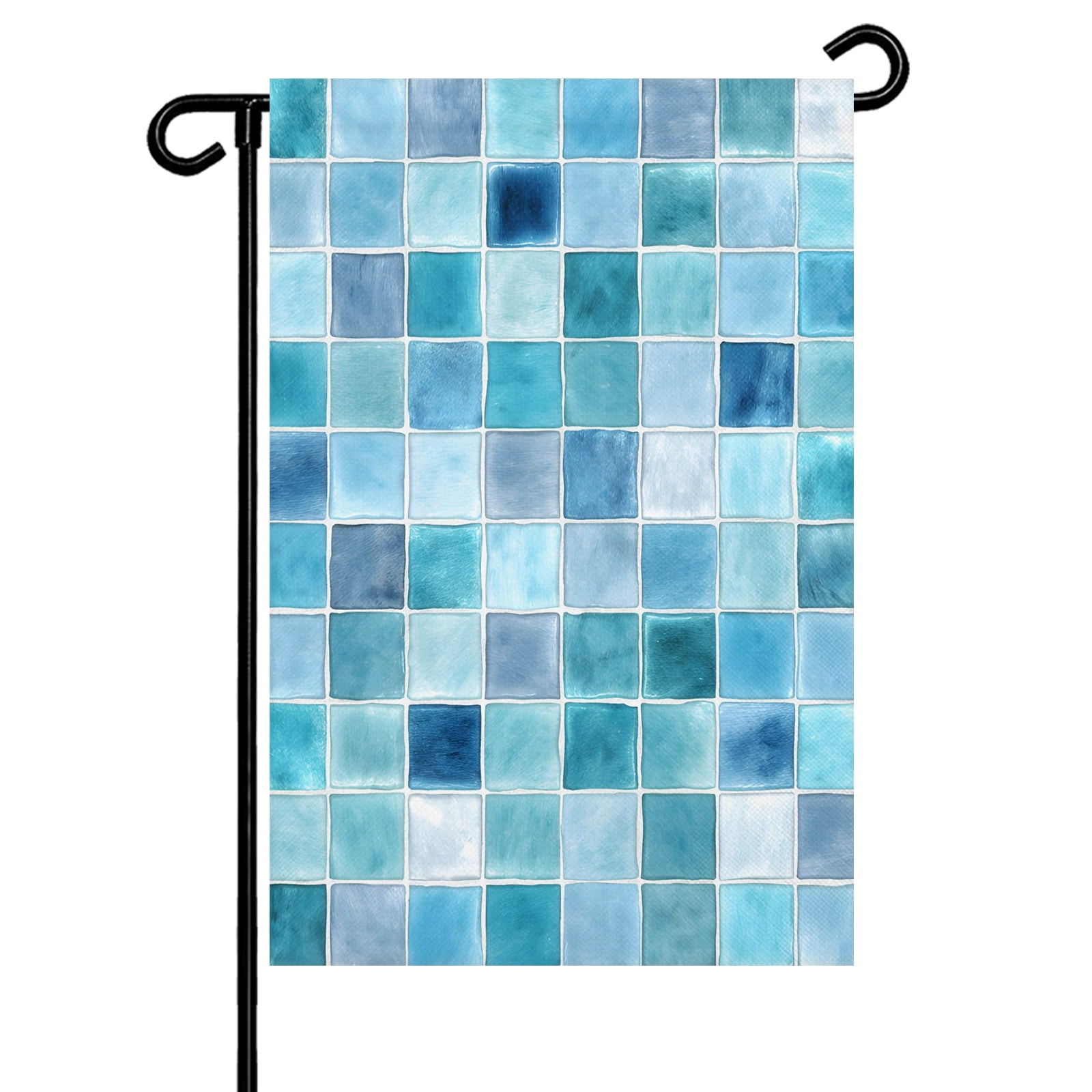 Blue Lattice Garden Flag 28x40 Inch Summer Watercolor Square Ocean ...