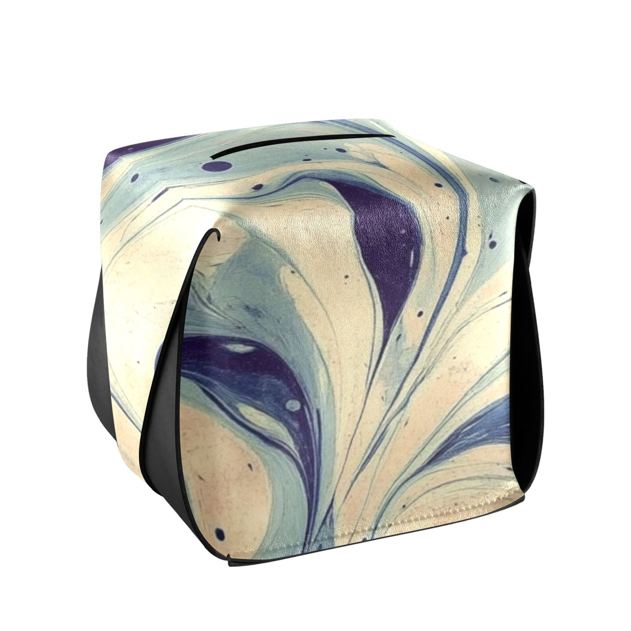 Blue Leaf Art Tissue Box Cover Leather Square Rectangle Tissue Box ...