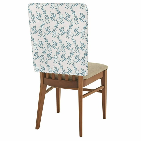 Blue Leaf Chair Back Covers Set of 8, Vintage Farmhouse Botanical Plant ...