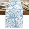 Blue Leaf Cotton Linen Table Runner Tropical Country Nautical ...