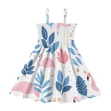 Blue Leaf Flamingo Girls' Casual Dresses 2Y-8Y Sleeveless Ruffle Neck ...