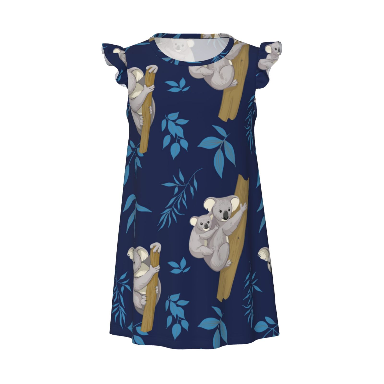 Blue Leaf Gray Koala Print Girls Nightgowns, Pajamas for Girls, Soft ...