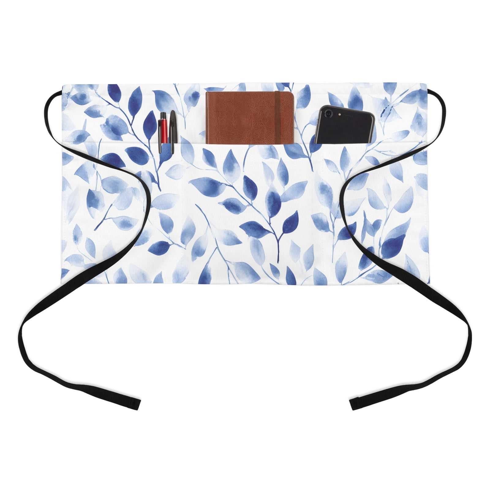 Blue Leaf Half Waist Apron Gradient Abstract Plants Watercolor Leaves ...