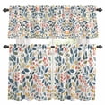 Blue Leaf Kitchen Curtains Set for Windows, Colorful Leaves Pastoral ...