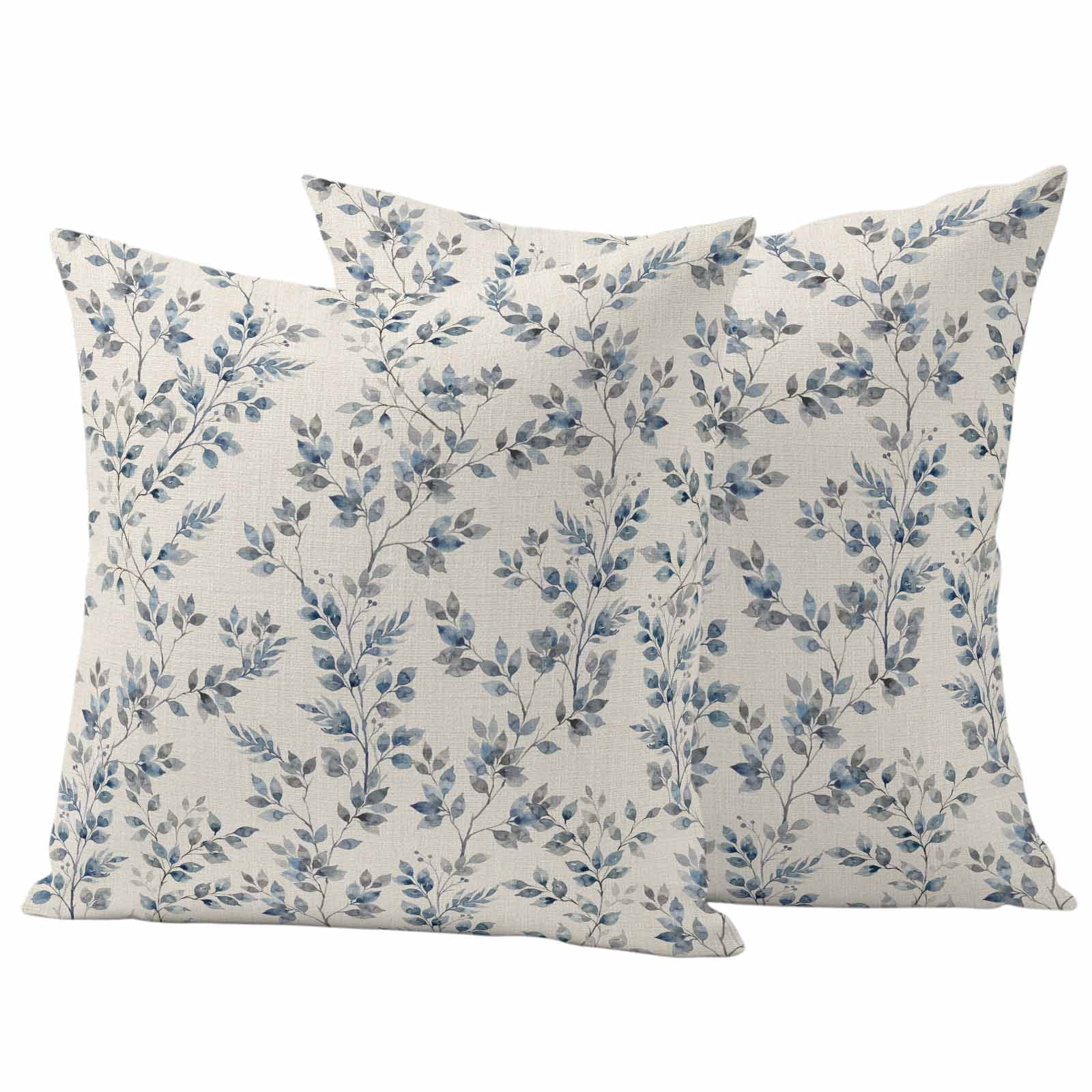 Blue Leaf Outdoor Pillow Covers Set of 2 Vintage Gray Floral Vine ...
