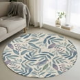 Blue Leaf Round Area Rug 3 FT, Small Kitchen Bathroom Mat, Farmhouse ...
