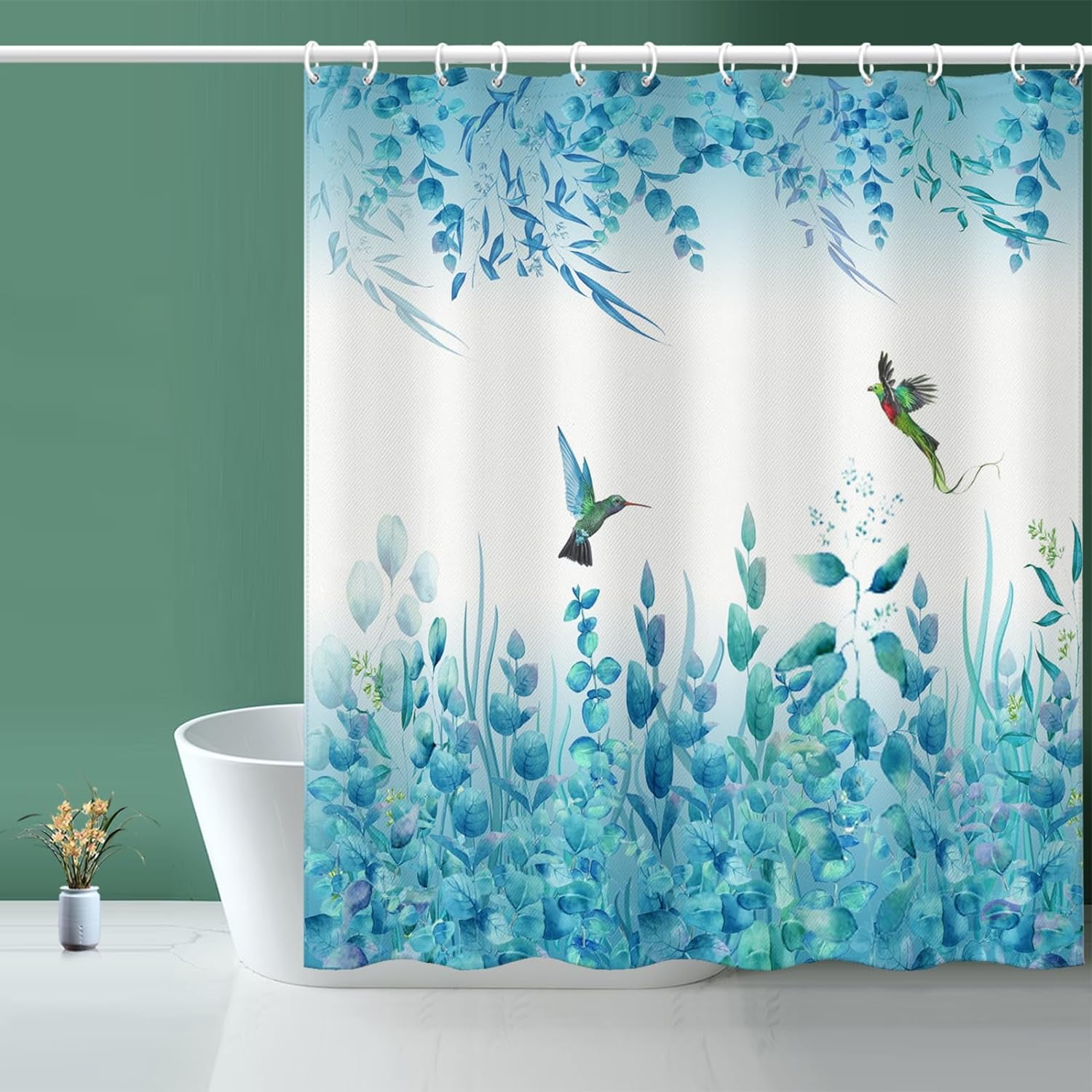Blue Leaf Shower Curtain, Kingfisher Shower Curtain -72 "W x 72" L with ...