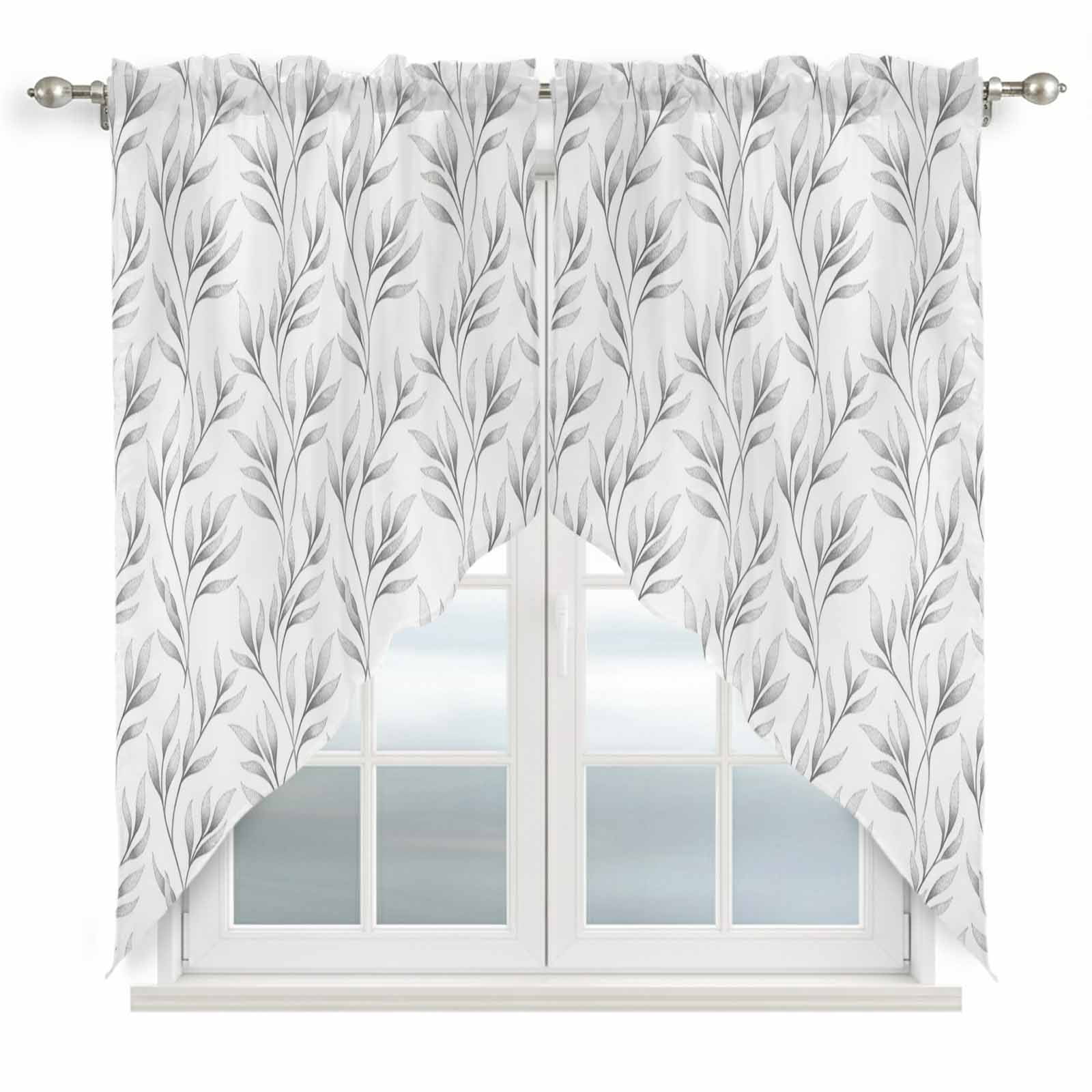 Blue Leaf Swag Curtain Valance for Window 2 Panels Country Vintage Boho ...