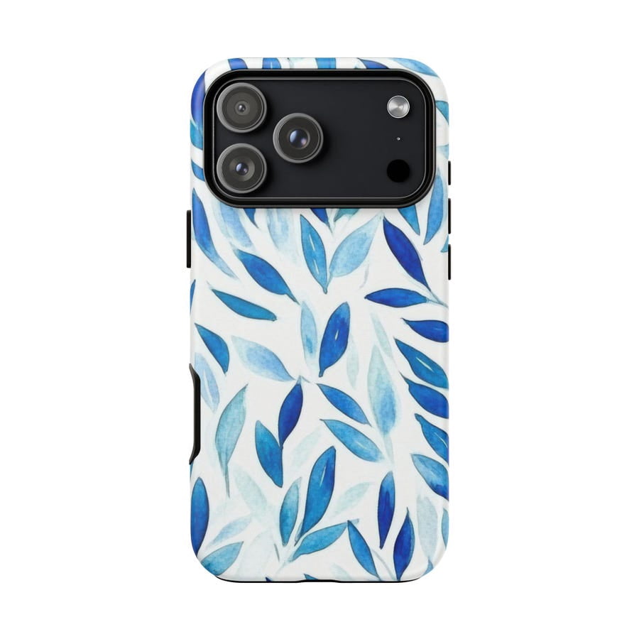 Blue Leaf Watercolour Botanical Case for iPhone 11 12 13 14 15 16 17 ...