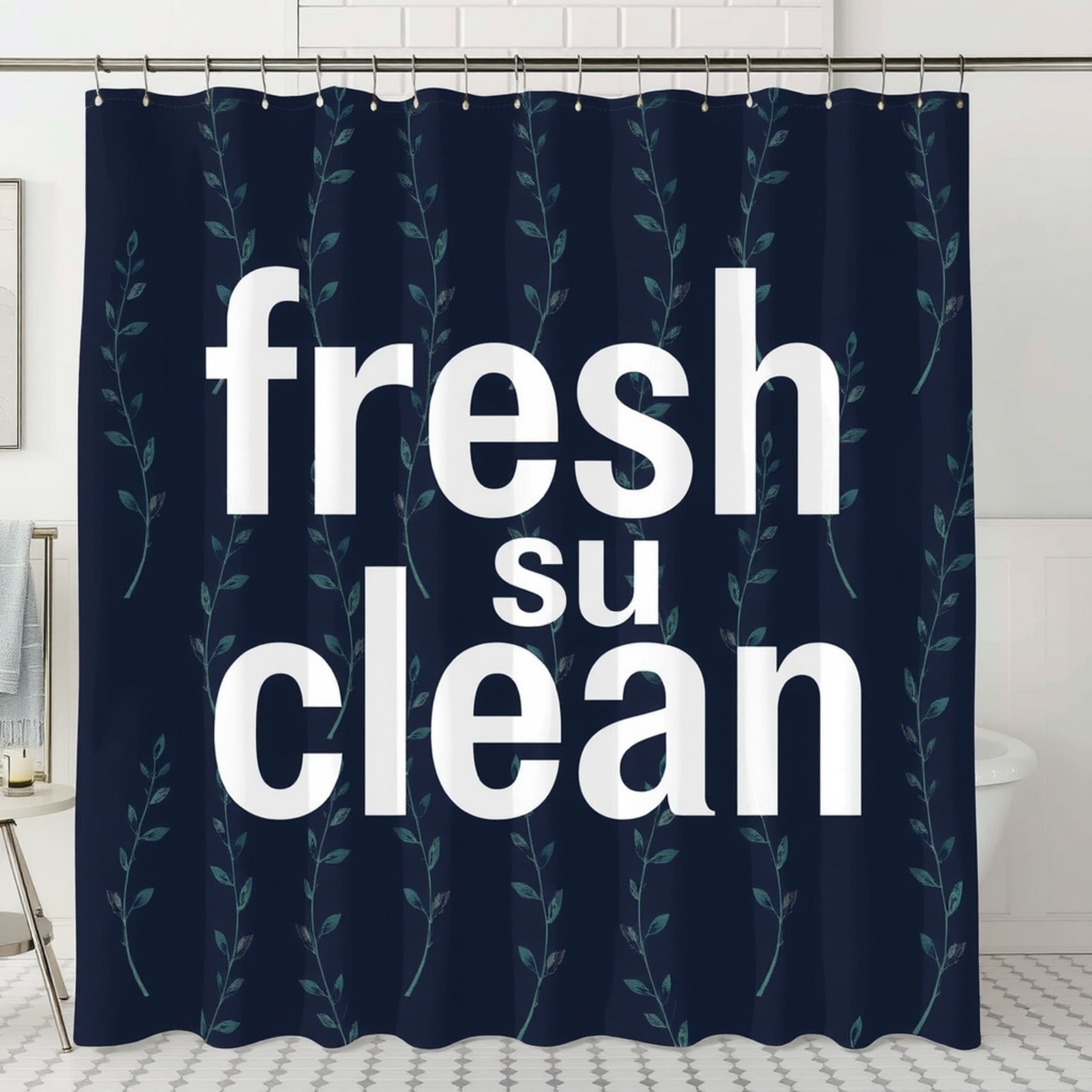 Blue Leafy Branch Shower Curtain - Fresh, Clean Design for Modern ...