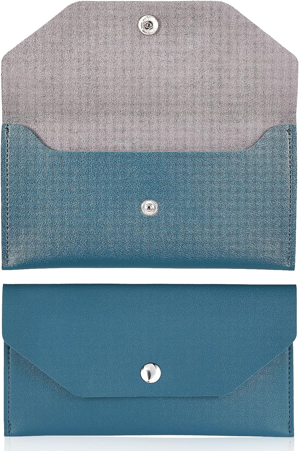 Blue Leather Cash Envelope Wallet Leather Money Wallet Organizer for ...