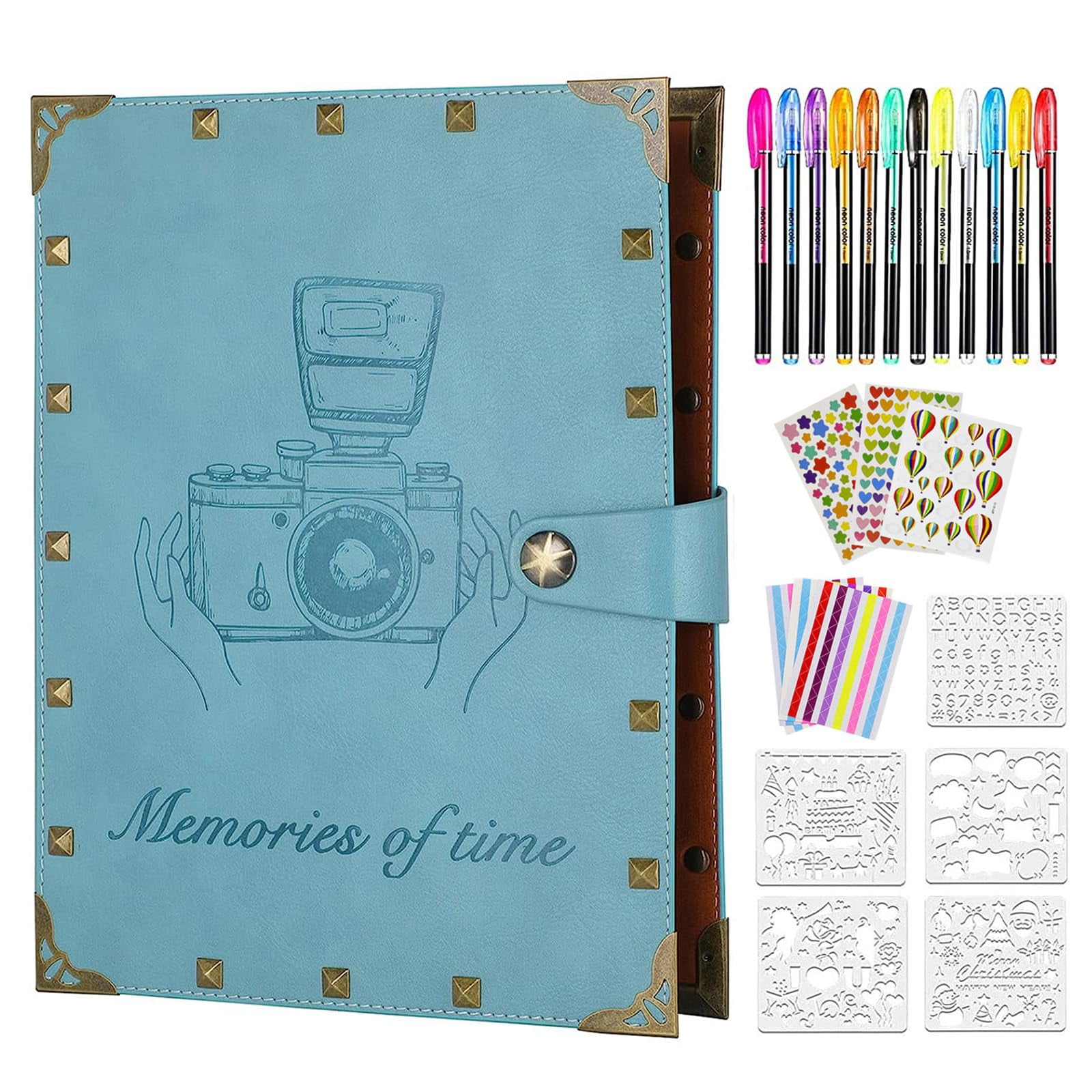 Blue Leather Scrapbook Album 60 Pages 8.5x11 Inch Memory Photo Book for ...