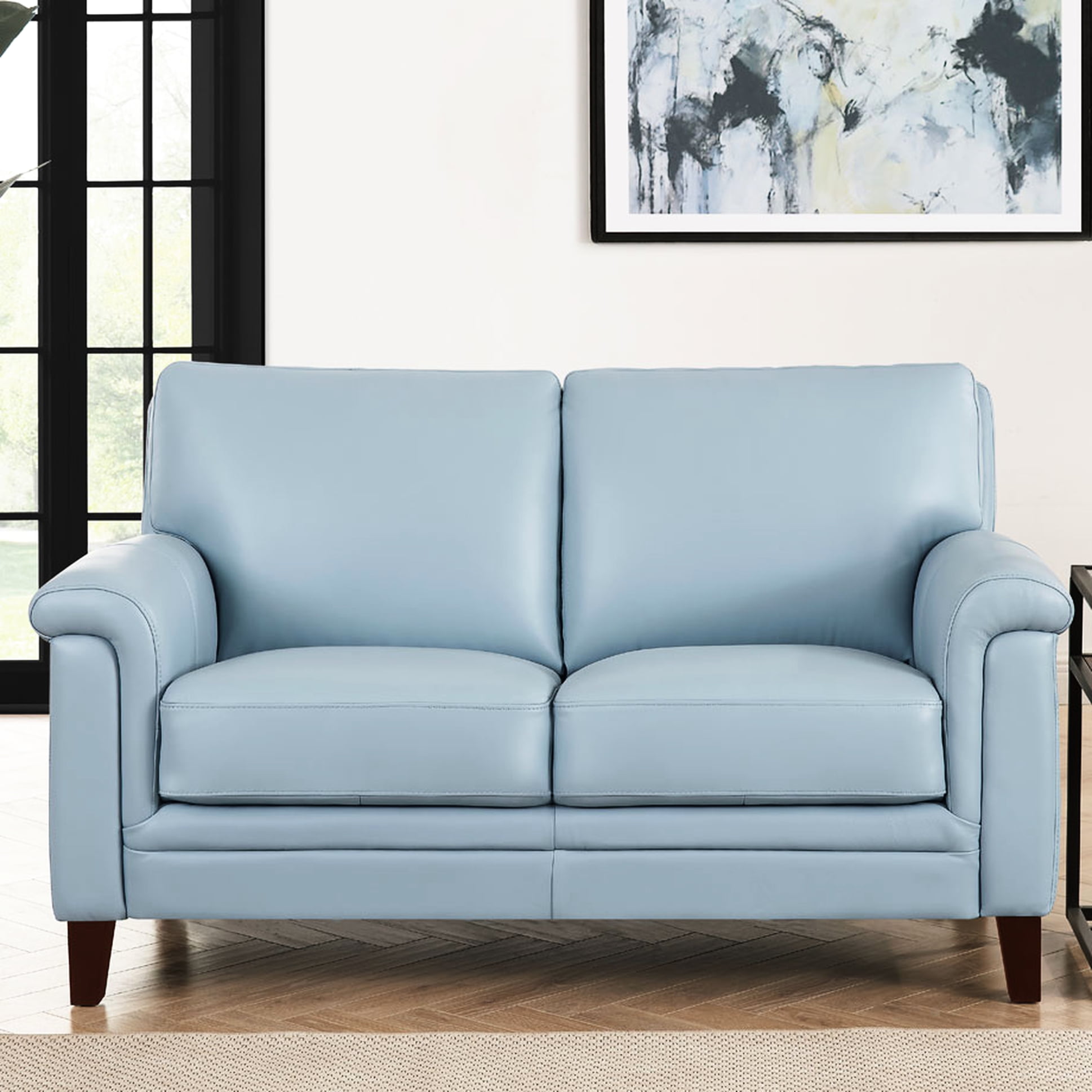 Blue Leather Seating: Foam, Upholstery, Foam Padded Back : Leather, Memory Kiln-dried Solid Wood ...