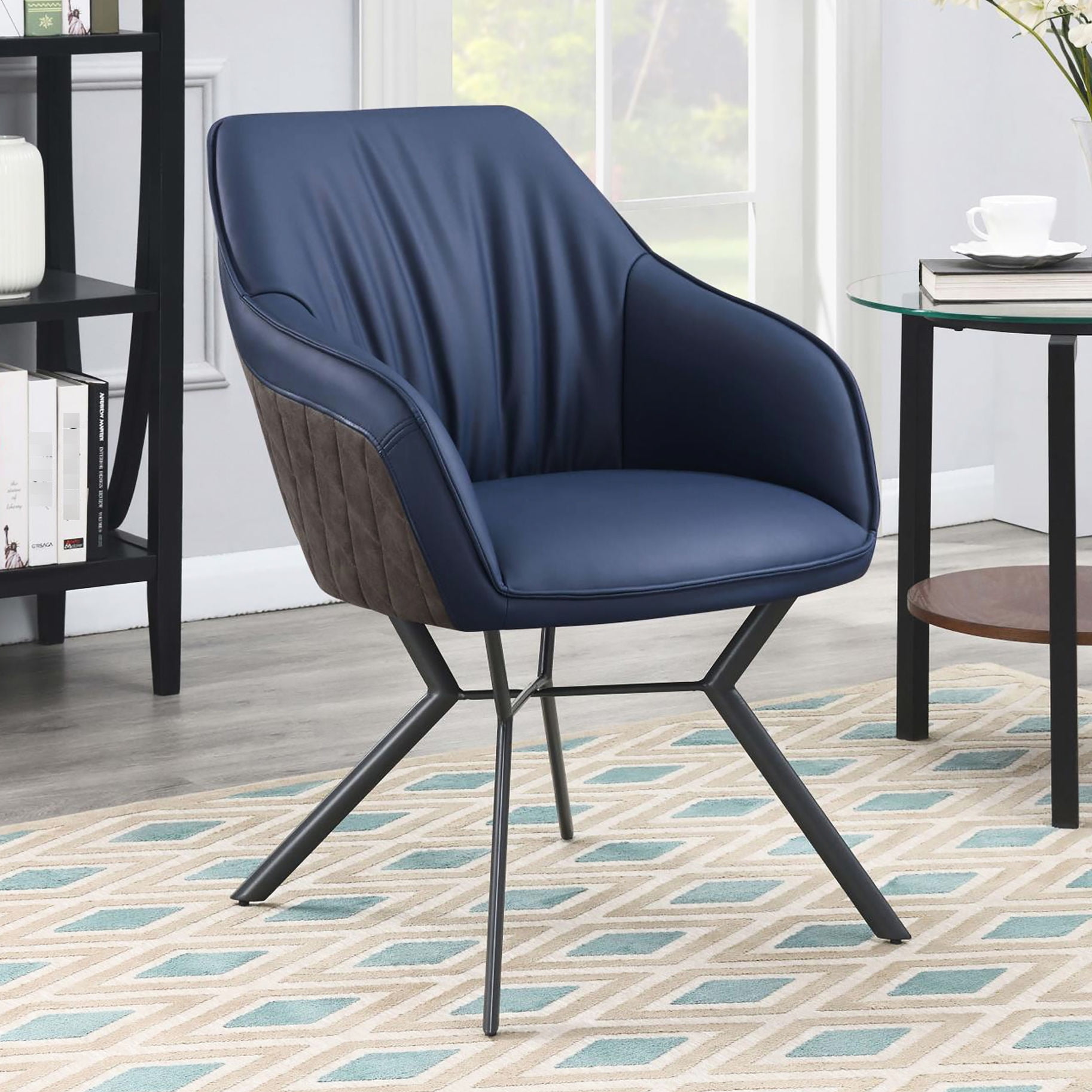 Blue Leatherette Covered - Classic Bucket Seat Design - Dining Room ...