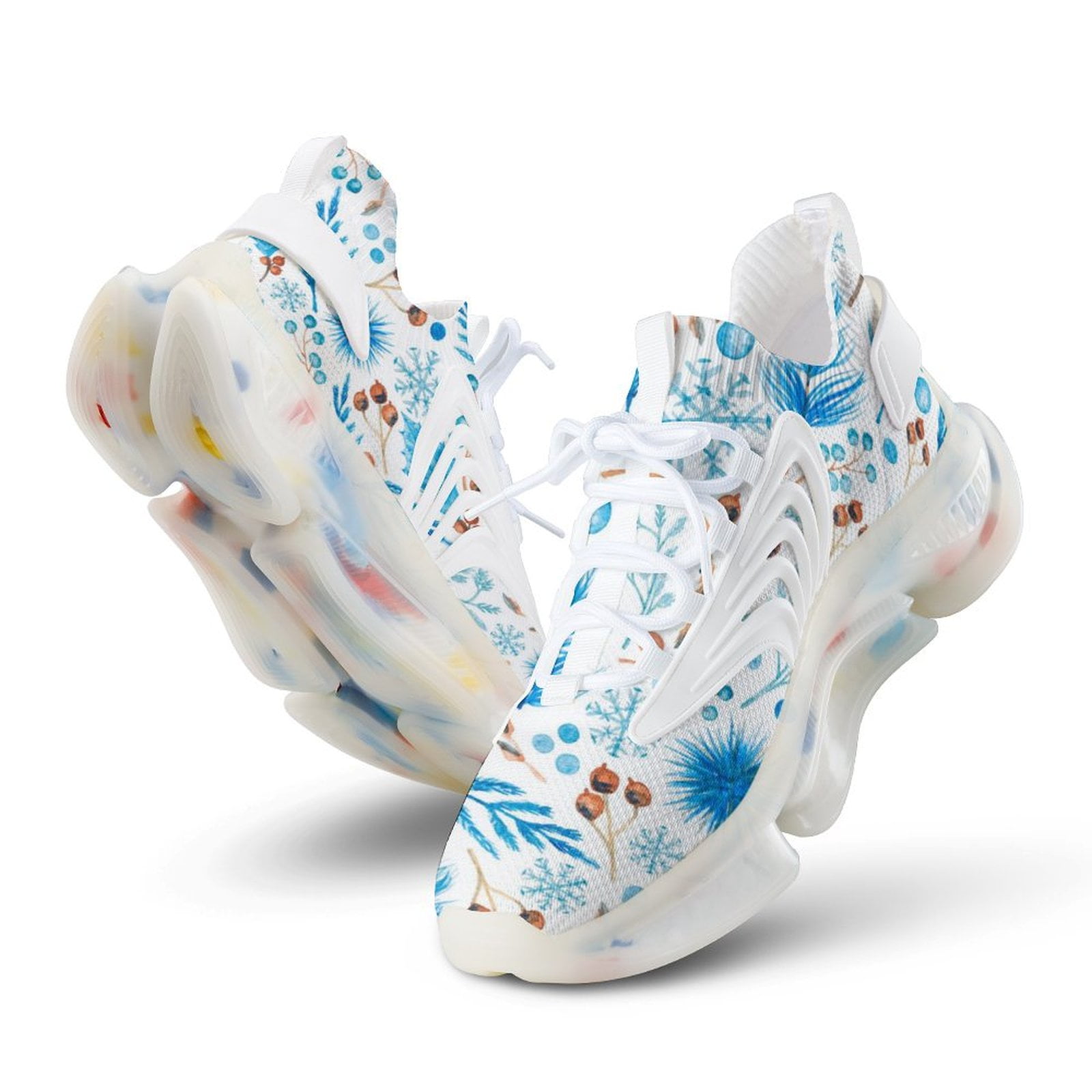 Blue Leaves And Fruits Walking Shoes for Men Woman Lightweight Tennis ...