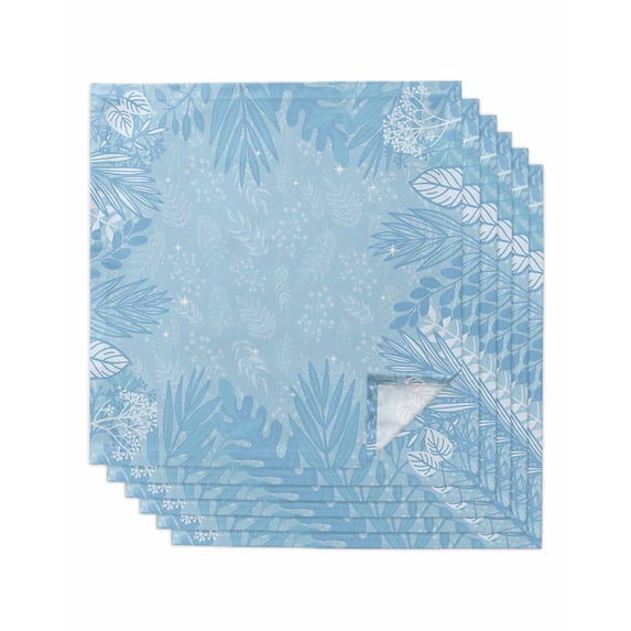 Blue Leaves Cloth Napkins Set of 6 Reusable Dinner Napkins, Summer ...
