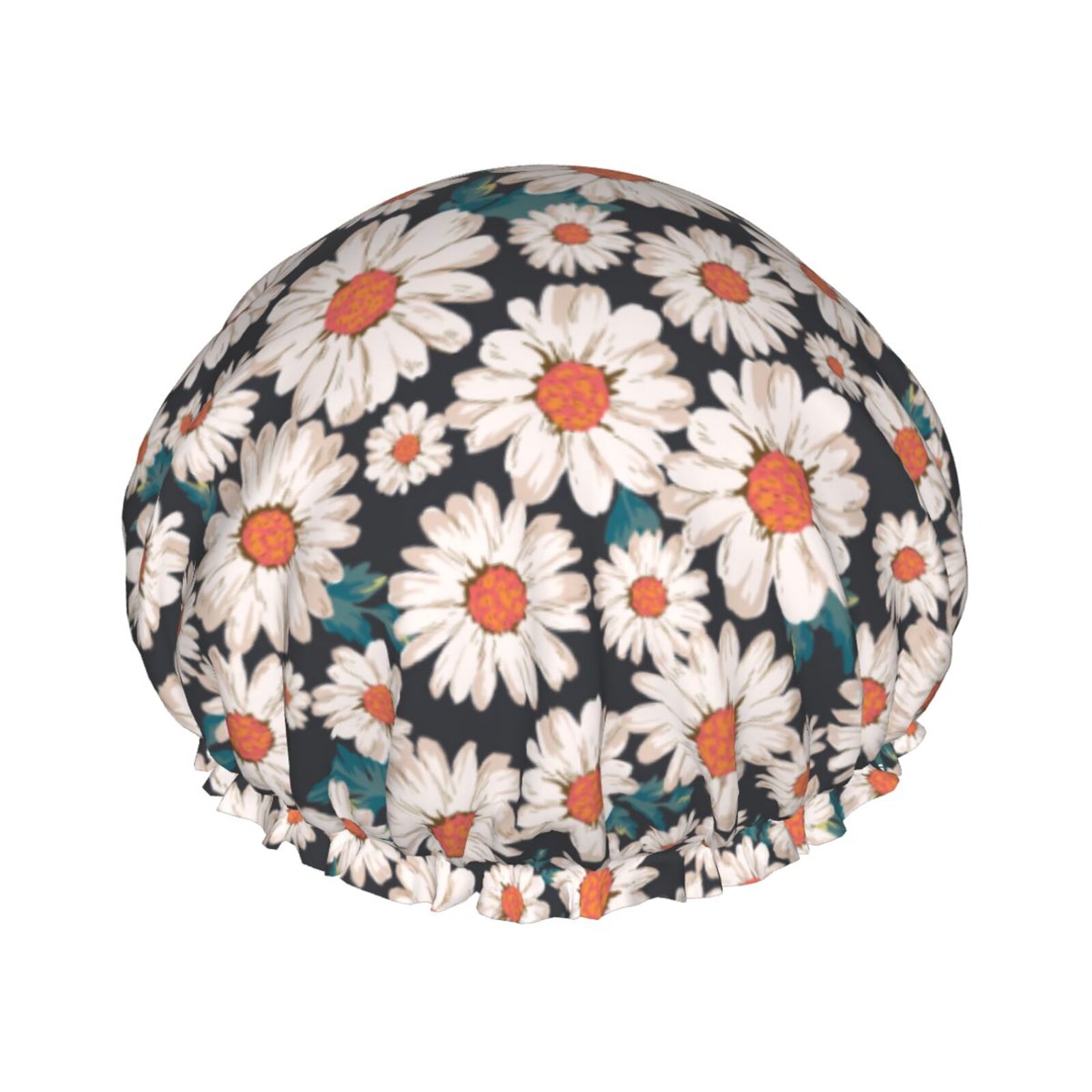 Blue Leaves Daisies Flowers Shower Cap, Reusable Bath Hair Hat for all ...