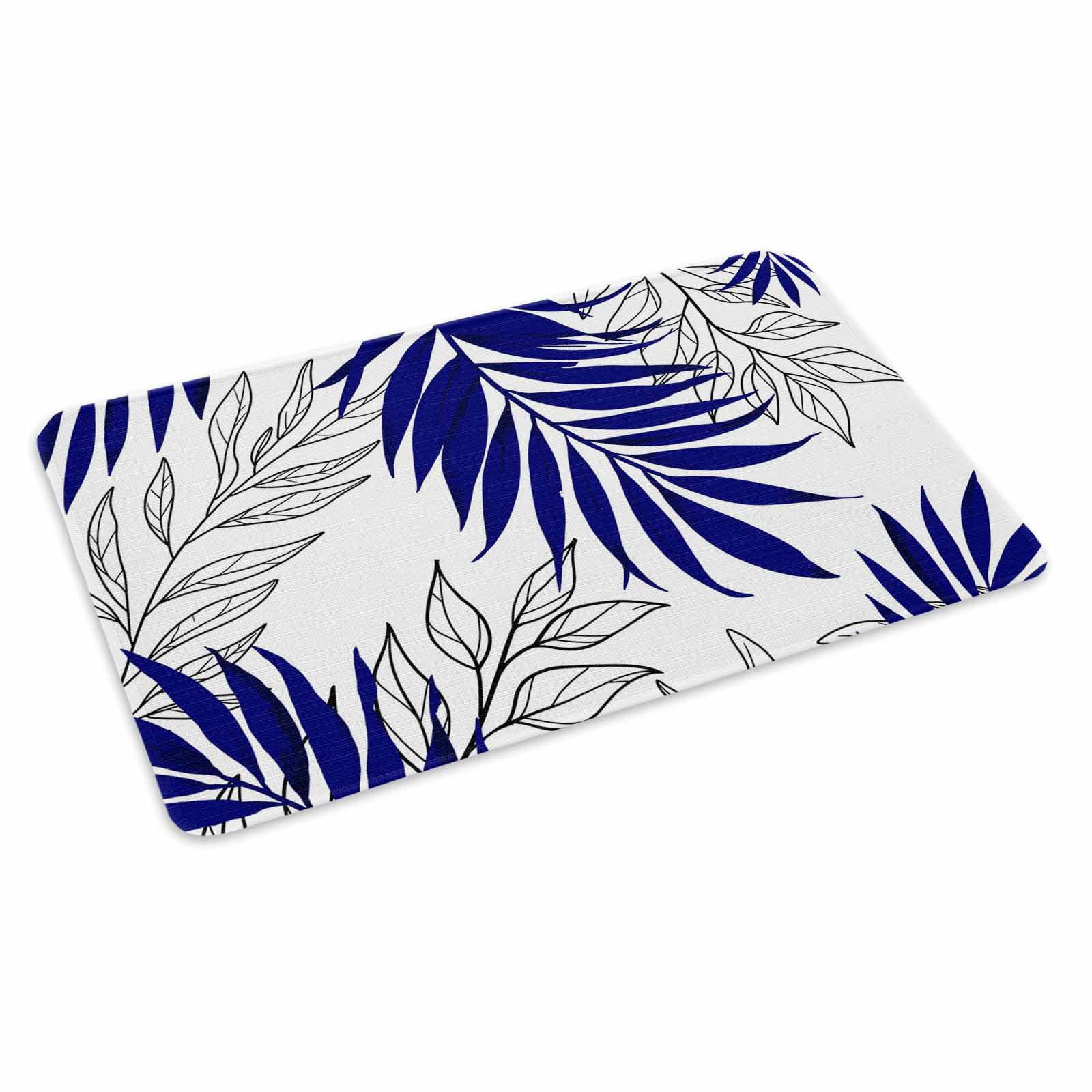 Blue Leaves Doormat Outdoor Entrance 20"x31.5", Abstract Modern ...