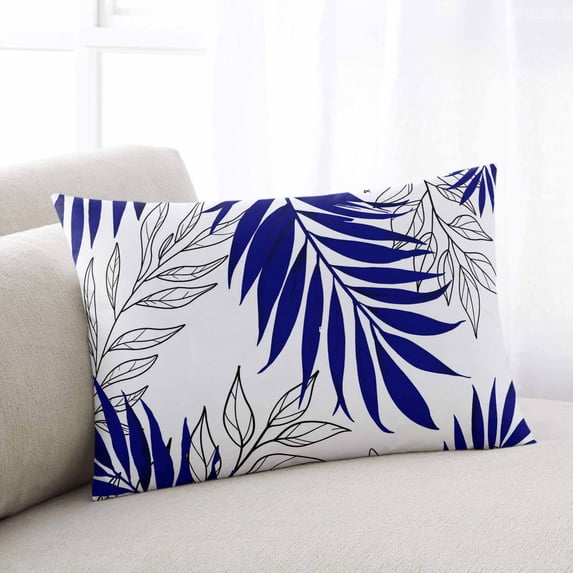 Blue Leaves King Size Pillow Cover, Pillowcase Protectors with Zipper ...