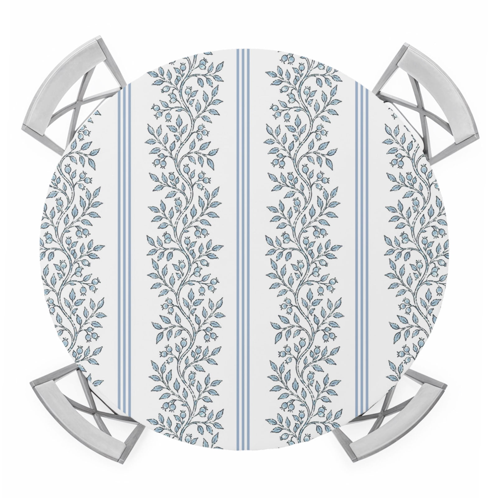 Blue Leaves Round Table Cover, Country Rustic Pastoral Leaf Vertical ...