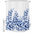 Blue Leaves Shower Curtain Set - Standard 72" x 72" Washable Bathtub ...