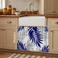 Blue Leaves Small Cabinet Curtains 9.5"W x 11.4"L, Abstract Modern ...