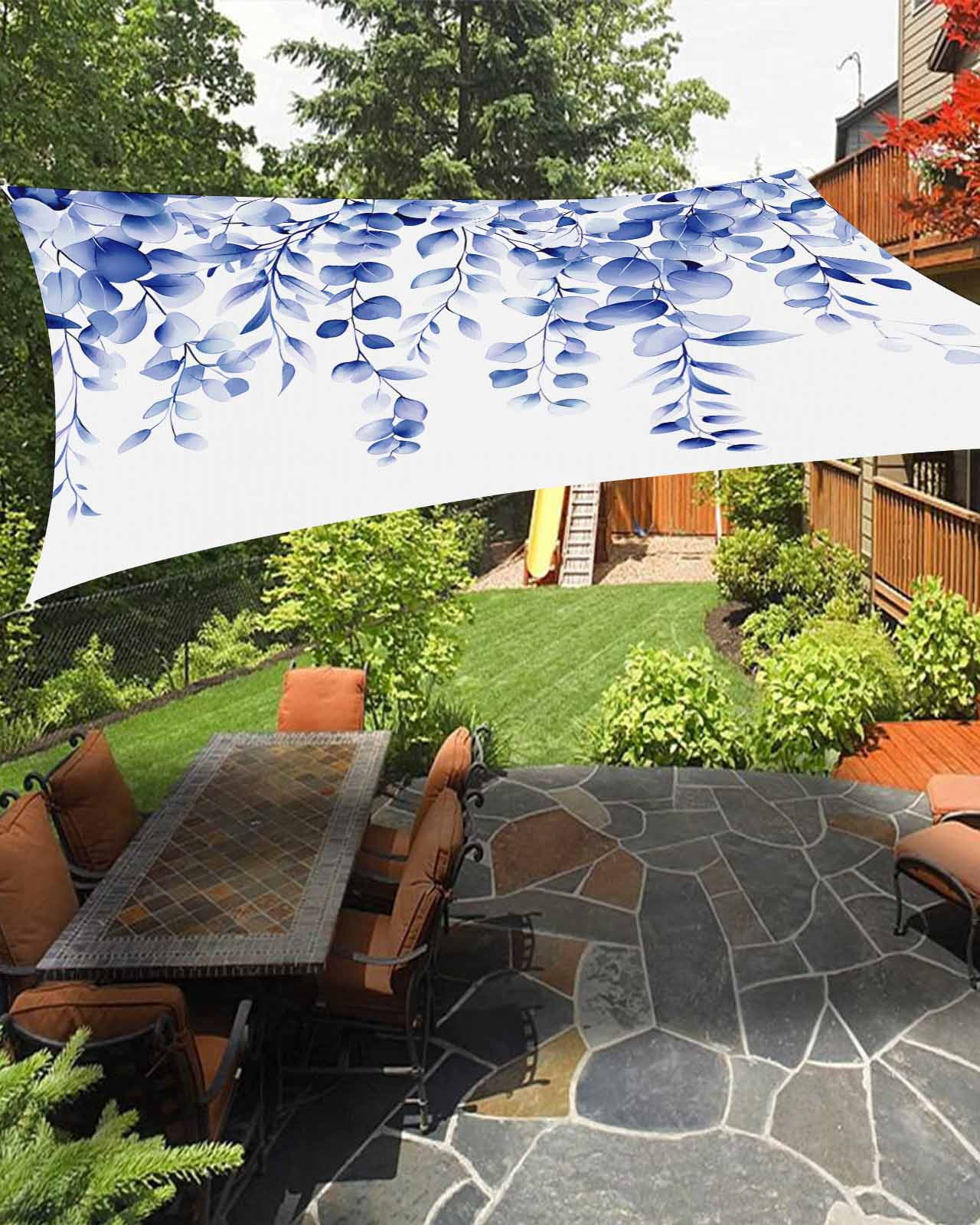 Blue Leaves Sun Shade Sail 12'X16' Eucalyptus Leaf UV Block Outdoor ...