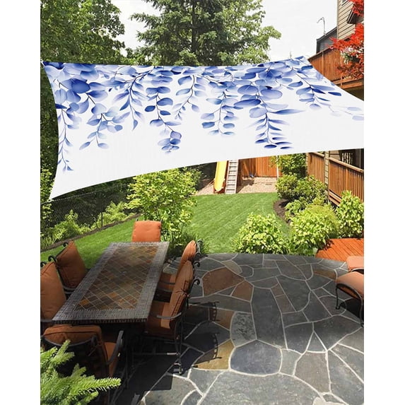 Blue Leaves Sun Shade Sail 12'X16' Eucalyptus Leaf UV Block Outdoor ...