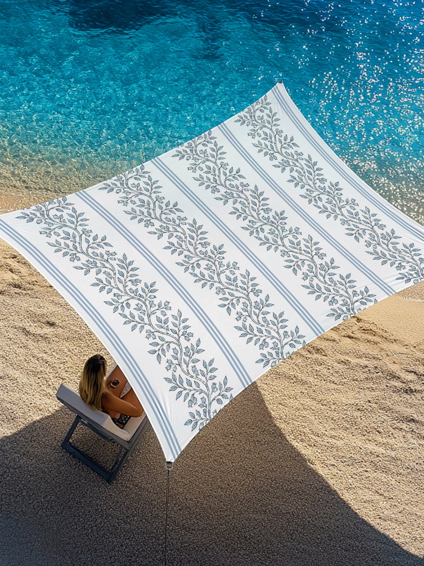 Blue Leaves Sun Shade Sail 8' x 10', Country Rustic Pastoral Leaf ...