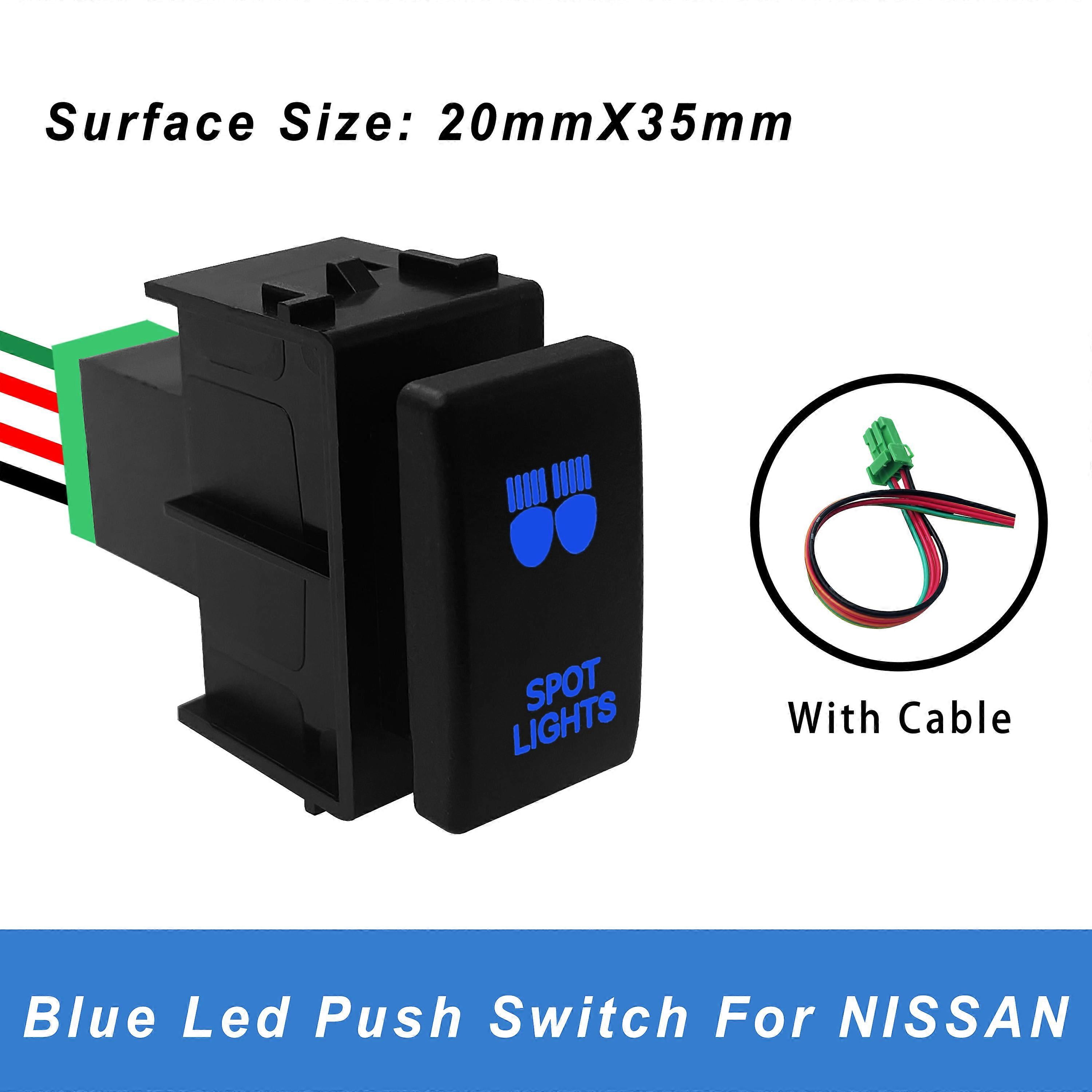 Blue Led 12V Push Button Switch with Wiring Connector Replacement ...