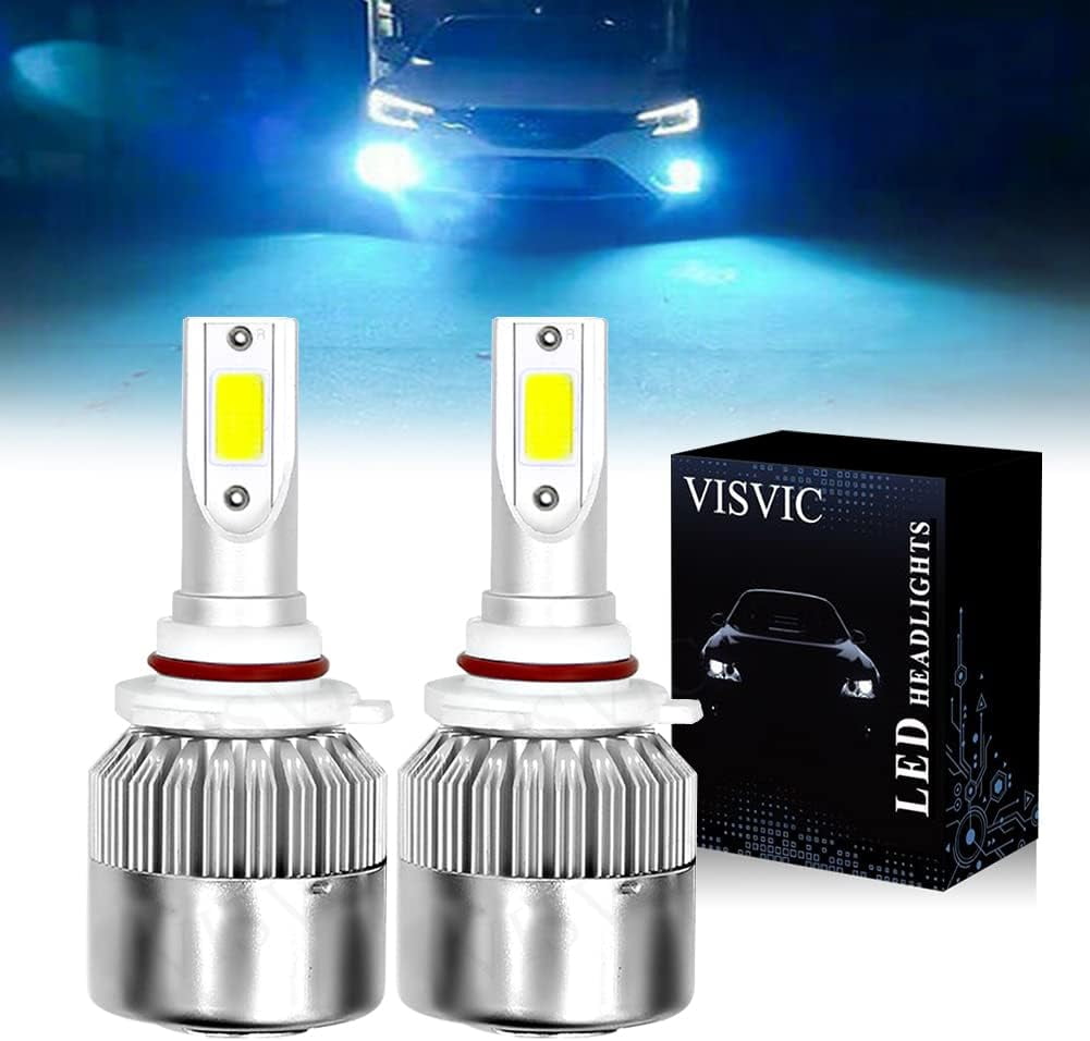 Blue Led Headlights, 9012 LED Headlight Bulbs Ice Blue 8000K COB ...