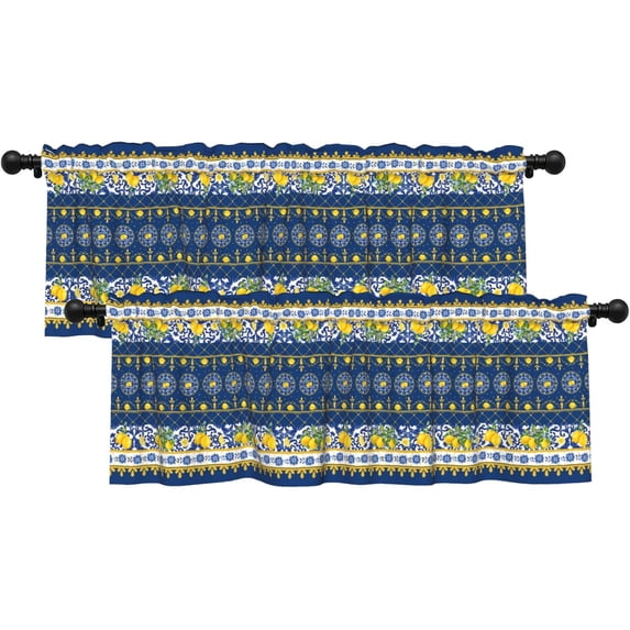 Blue Lemon Curtain Valance Boho Floral Kitchen Treatment Valances 2 ...