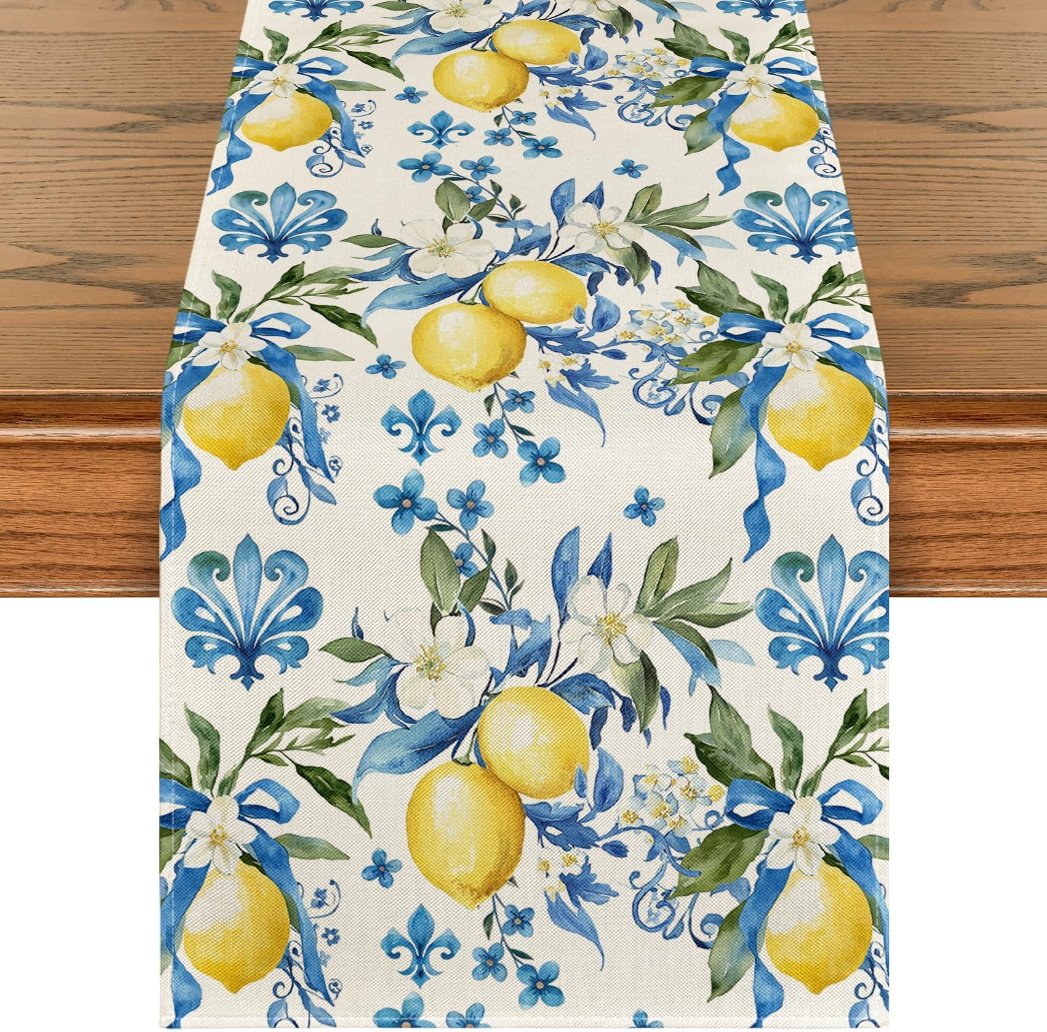 Blue Lemon Iris Summer Table Runner, Seasonal Spring Kitchen Dining ...