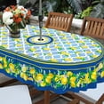 Blue Lemon Outdoor Tablecloth with Umbrella Hole for Oval Table ...