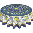 Blue Lemon Tablecloth Round 60 Inch Boho Floral Fabric Table Cover ...