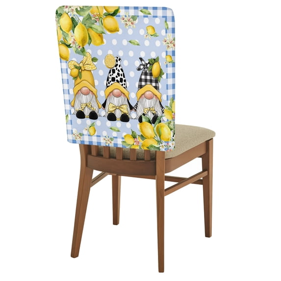 Blue Lemons Chair Back Covers Set of 4, Gnomes Summer Fruit Flower ...