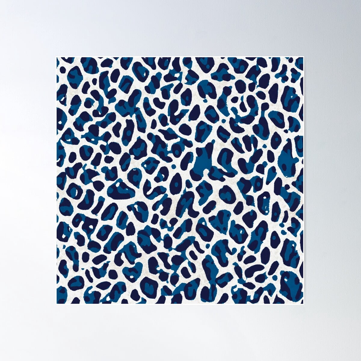 Blue Leopard Animal Print Poster Wall Art, Modern Wall Decor For Living ...