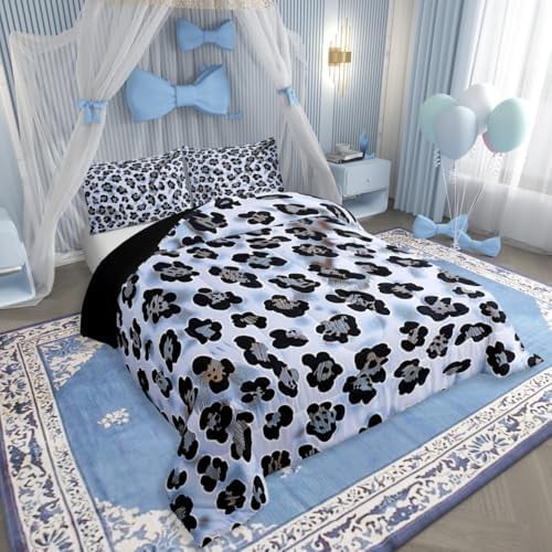 Blue Leopard Bedding Full for Kids Boys Girls Teens Adult,Geometric ...