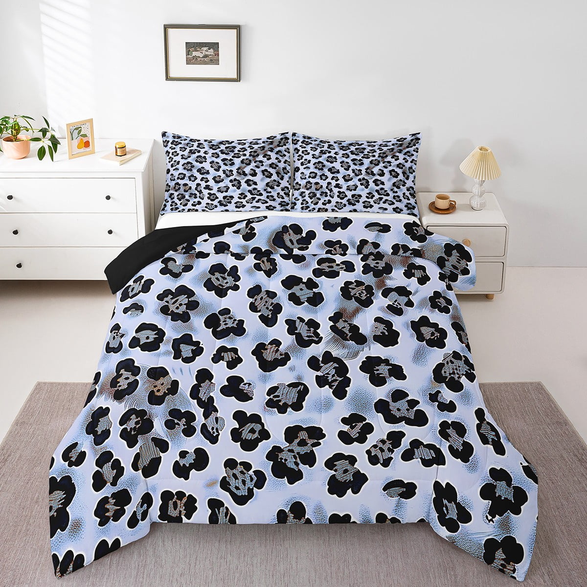Blue Leopard Bedding Twin Teens Adult,Geometric Striped Comforter Set ...