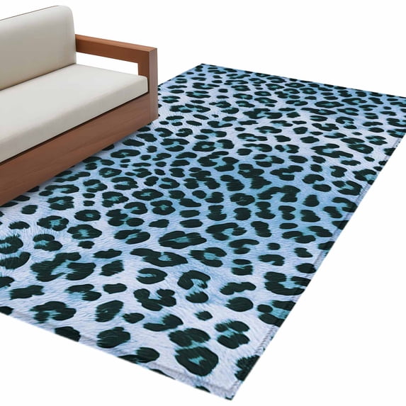 Blue Leopard Kitchen Runner Rug 2.7x5 Washable Runners for Hallway Non ...