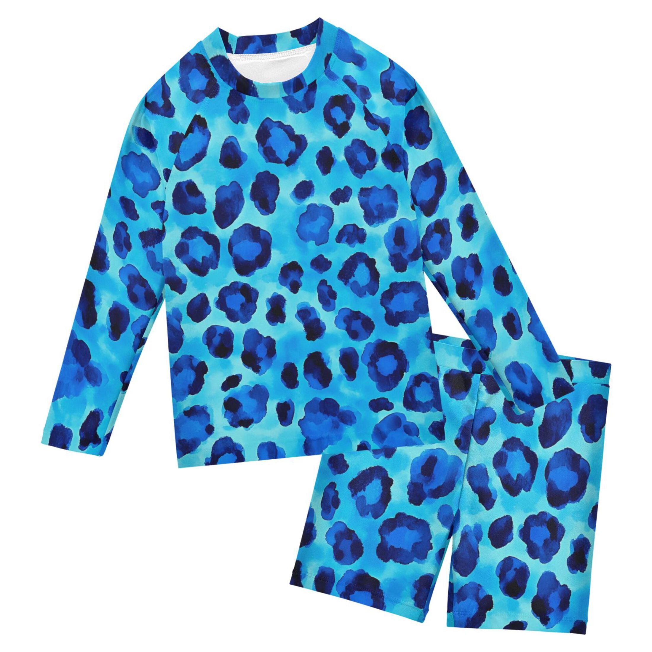 Blue Leopard Pattern Boys' Bathing Suit UPF 50+ Boys' Rash Guard Sets ...