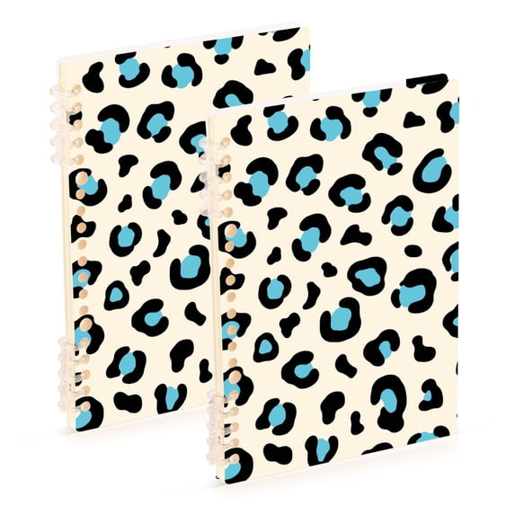 Blue Leopard Print A5 Notebook Set of 2 Refillable 60 Sheets Detachable ...