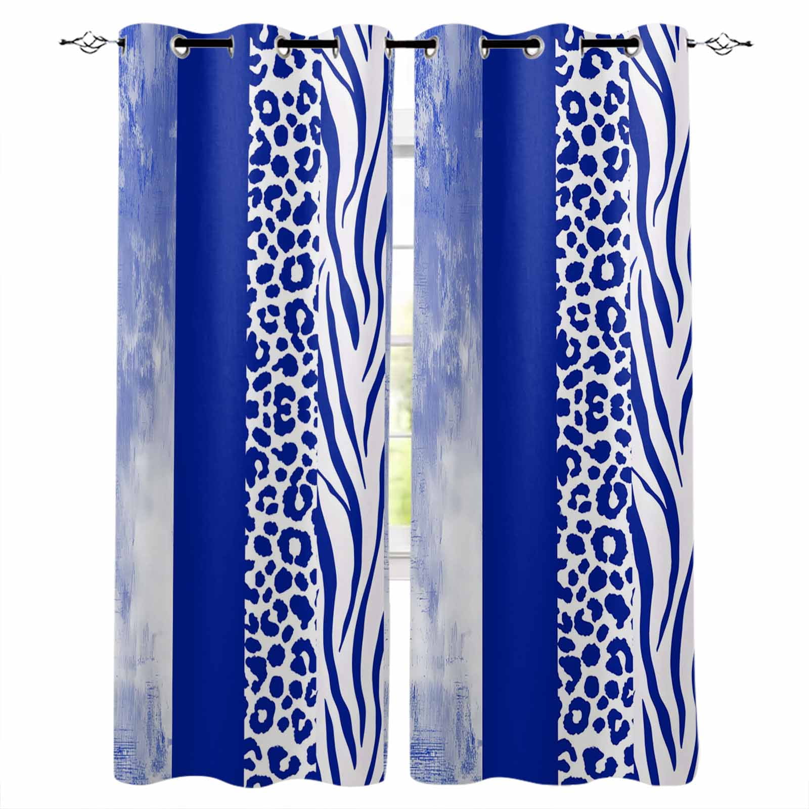 Blue Leopard Print Blackout Curtains for Bedroom/Living Room, Thermal ...