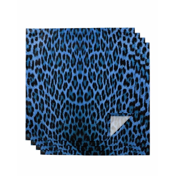 Blue Leopard Print Cloth Napkins Set of 4 Reusable Dinner Napkins ...