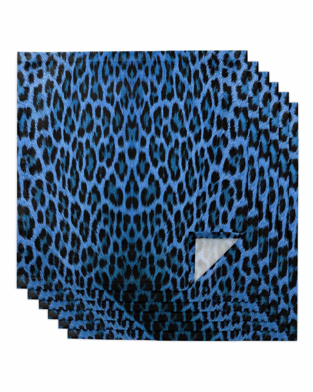 Blue Leopard Print Cloth Napkins Set of 6 Reusable Dinner Napkins ...