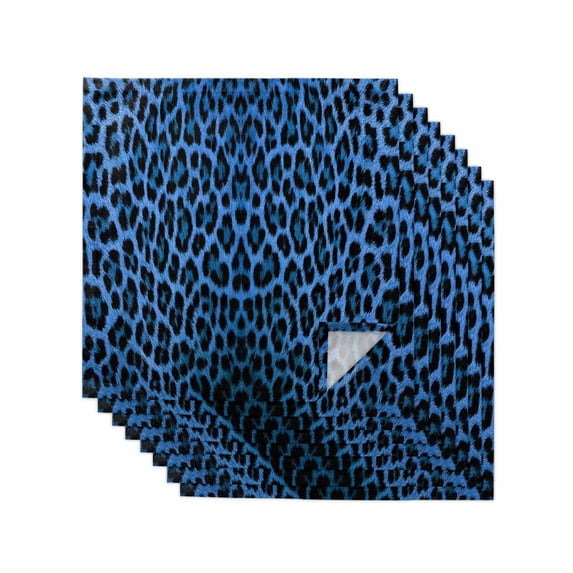 Blue Leopard Print Cloth Napkins Set of 8 Reusable Dinner Napkins ...