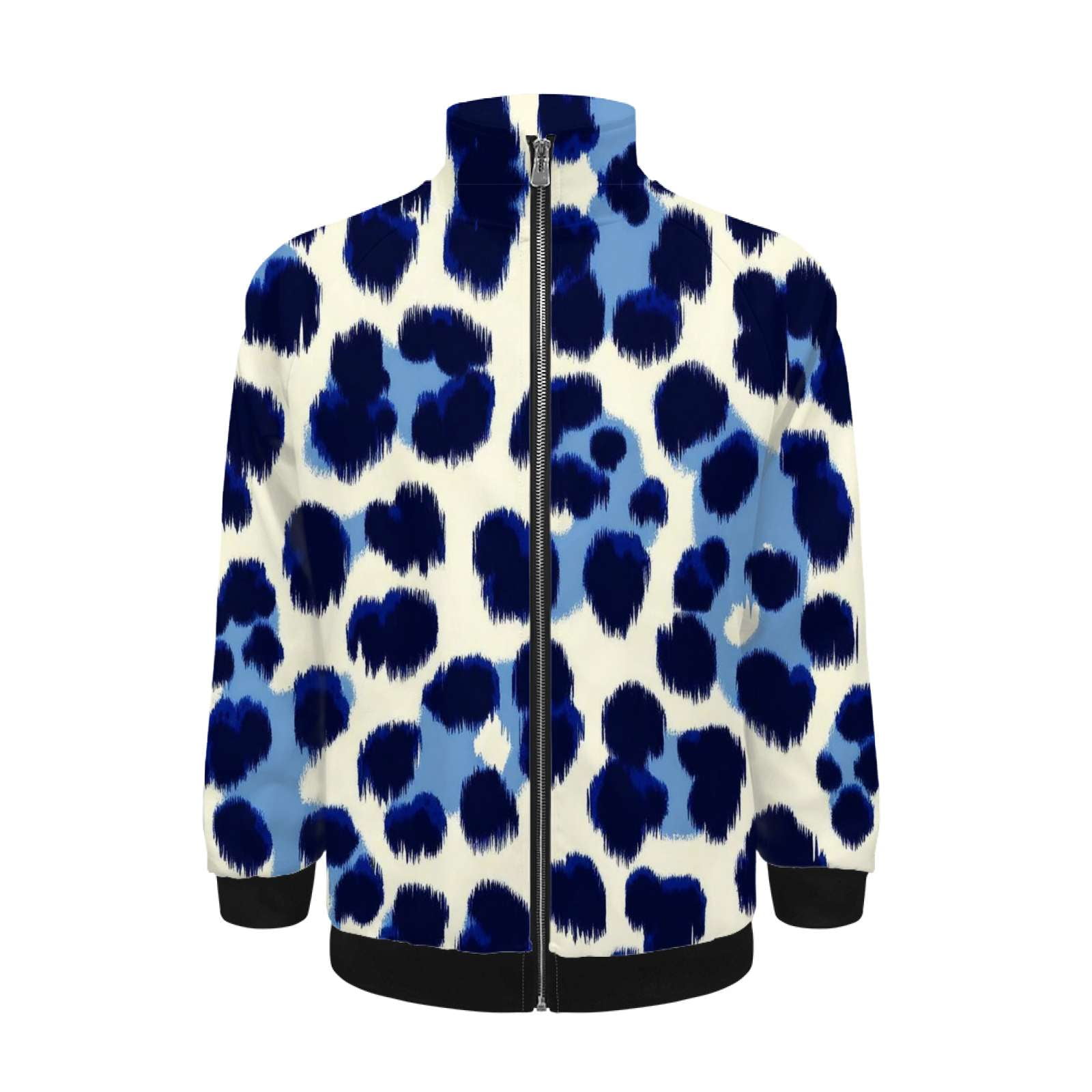Blue Leopard Print Cream Background Jacket Men's Street Cool Long ...