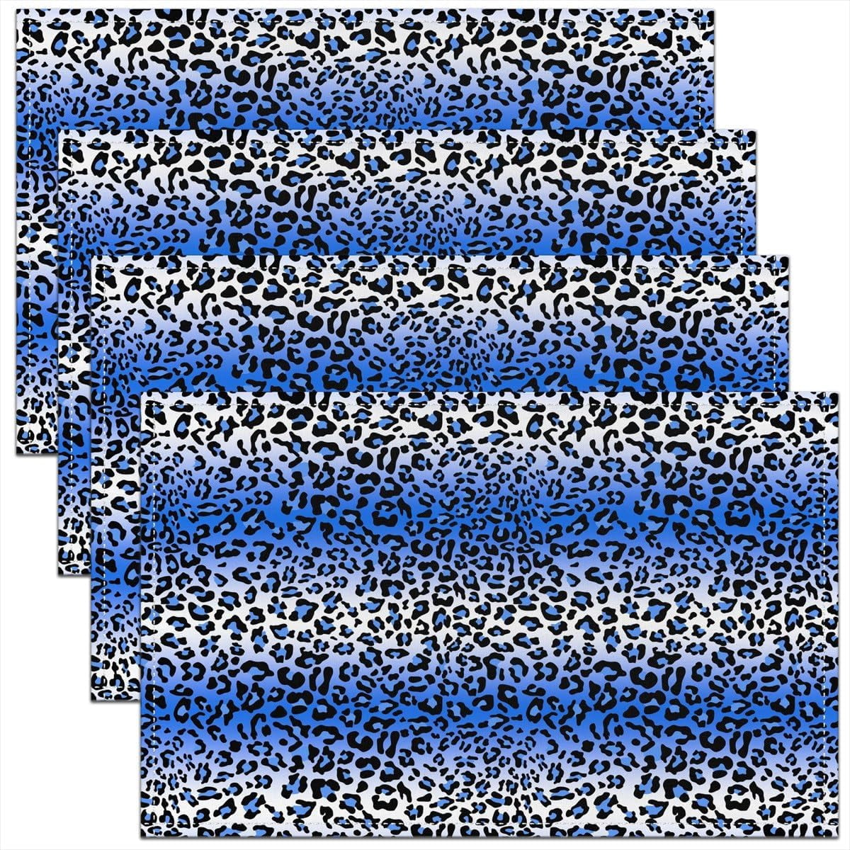 Blue Leopard Print Kids Placemats Set of 4,Cheetah Skin Dot Geometric ...